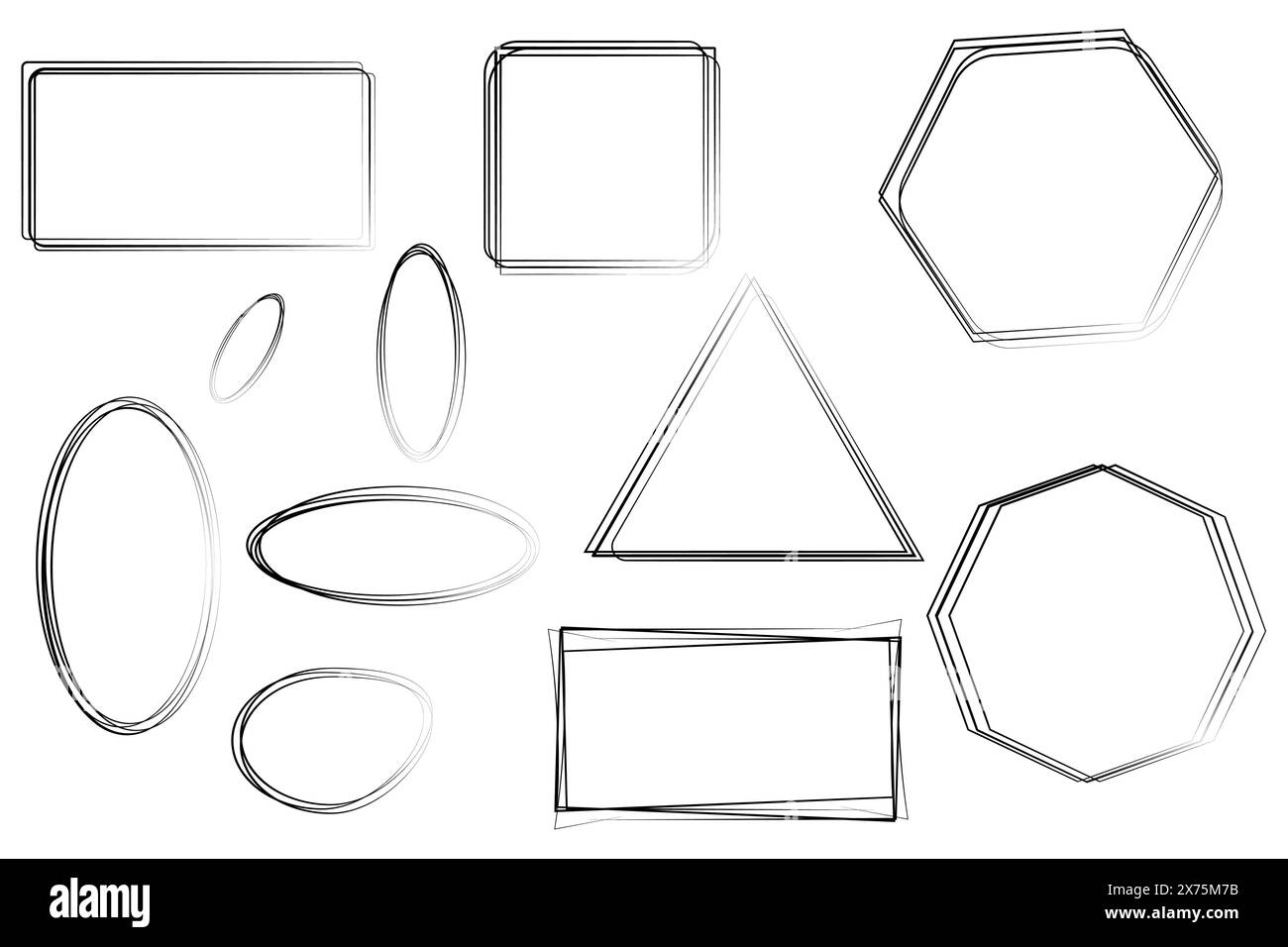 Hand drawn different shapes and line art. Doodles for artwork Stock ...