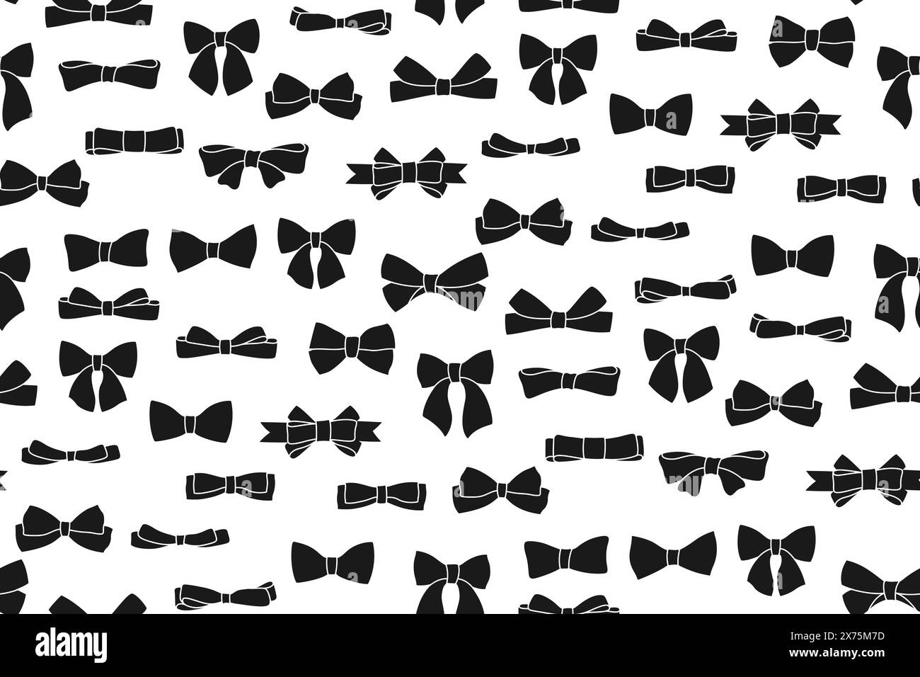 Ribbon bows seamless pattern. Trendy elegant simple endless ornament ...