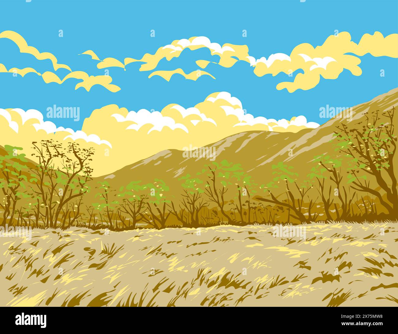 WPA poster art of Diamond Head State Monument or Le'ahi near the ...