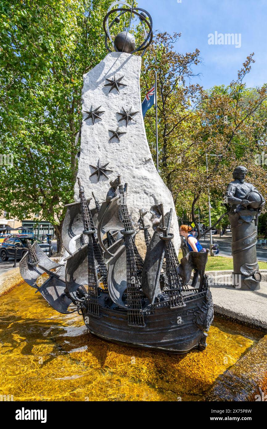 Tasman Memorial and fountain, Salamanca precinct, Hobart, Tasmania ...