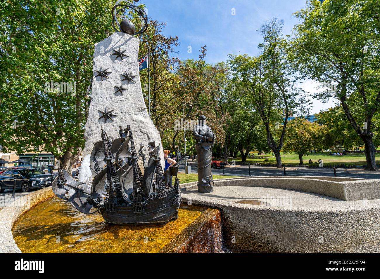 Tasman Memorial and fountain, Salamanca precinct, Hobart, Tasmania ...