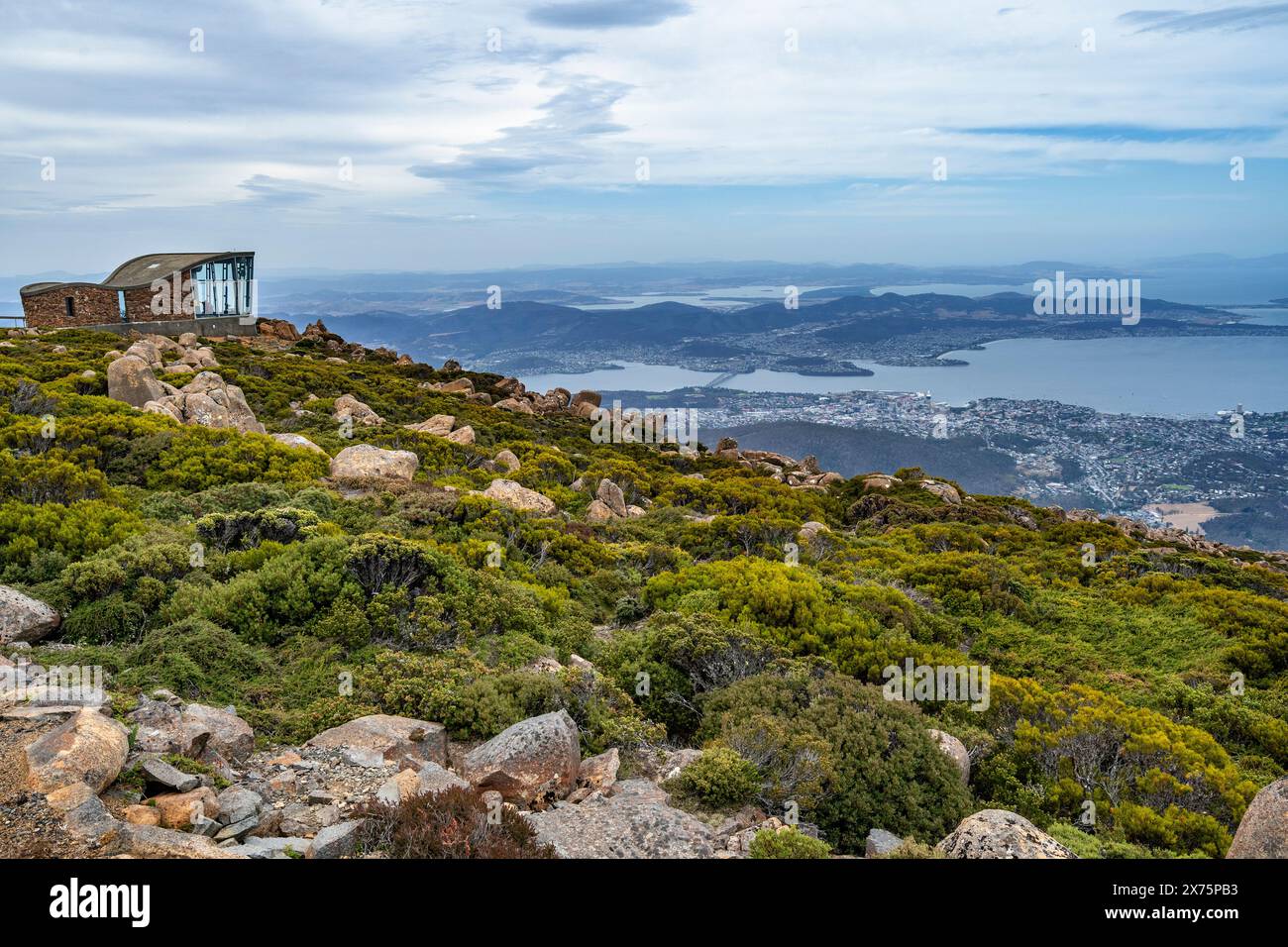 The summit of Mount Wellington, with boardwalk, visitors centre and ...