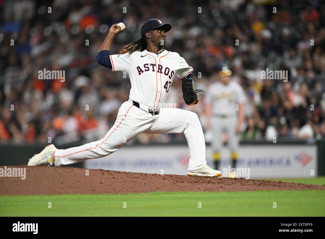Houston Astros pitcher Rafael Montero (47) during the MLB baseball game ...