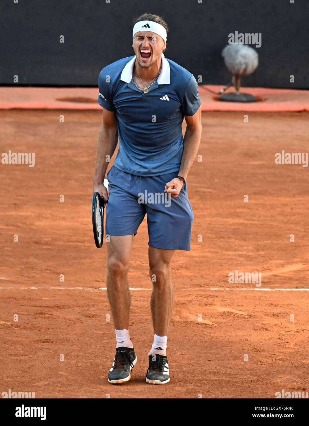 Rome, Italy. 17th May, 2024. Alexander Zverev celebrates at the end of ...