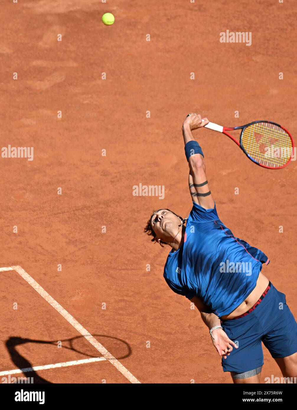 Rome, Italy. 17th May, 2024. Alejandro Tabilo serves during the men's ...