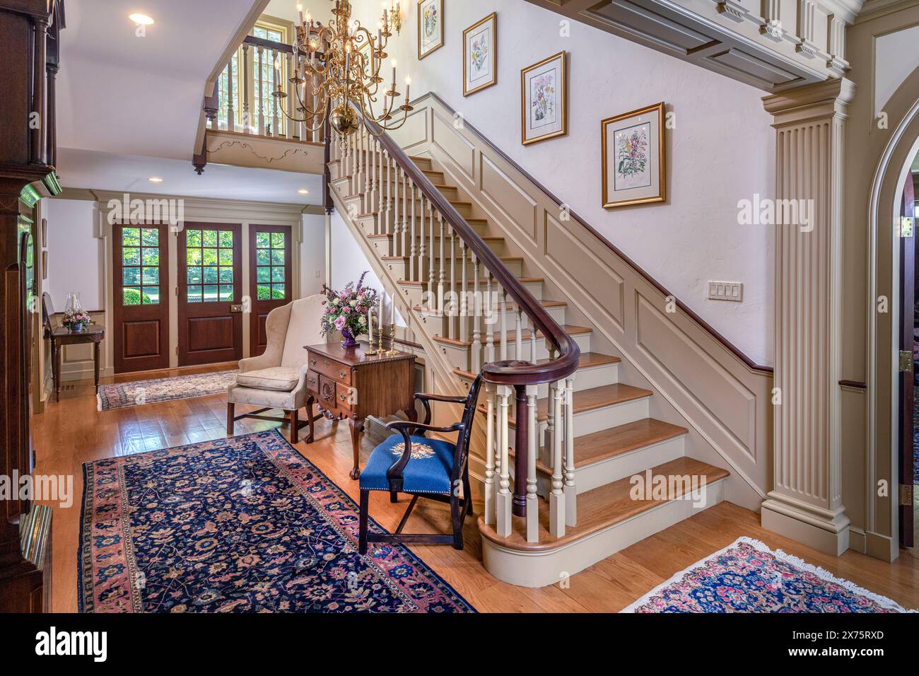 Grand staircase in elegant home, Philadelphia, Pennsylvania USA Stock ...