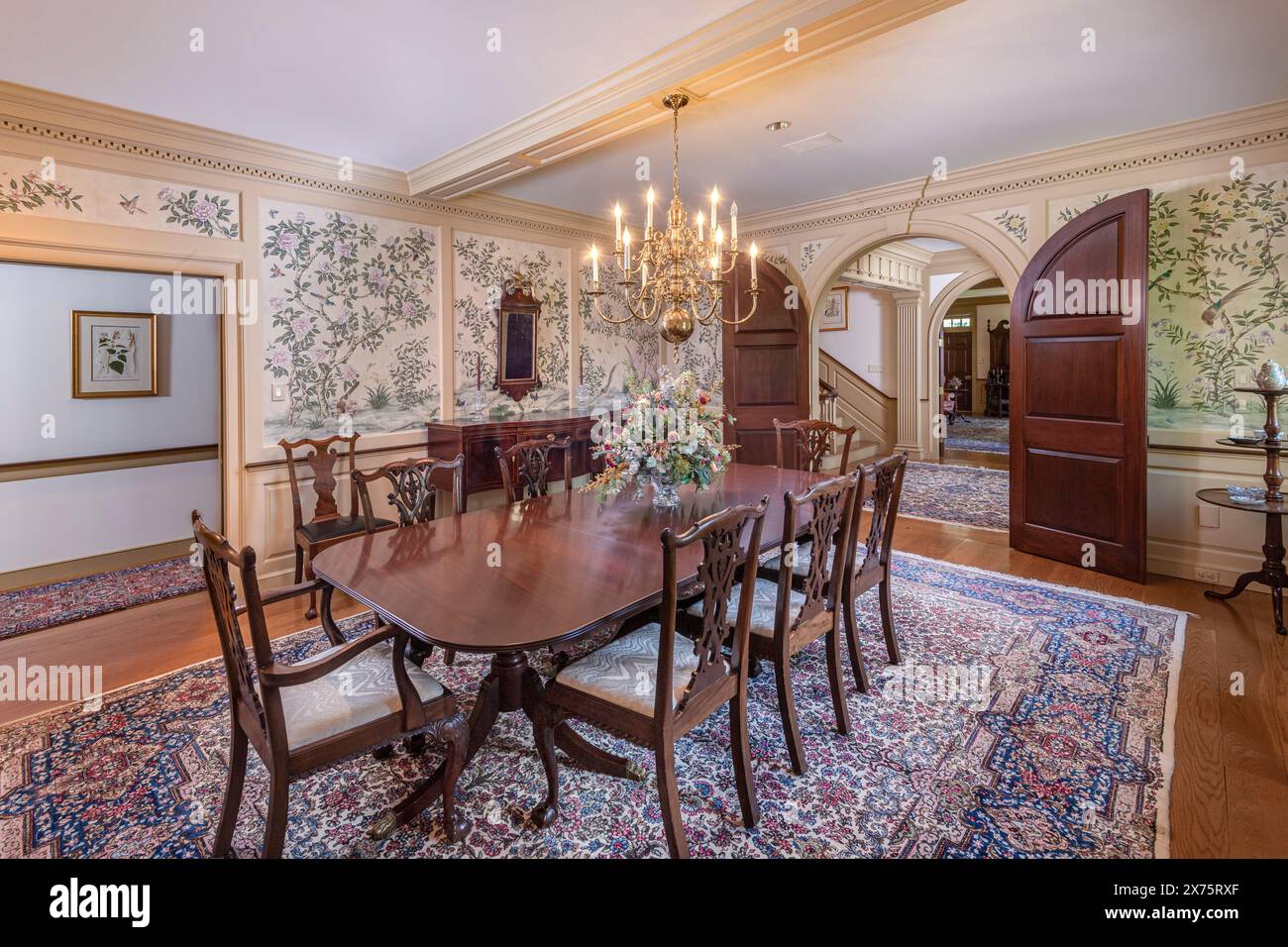 Large elegant formal dining room in American colonial style ...