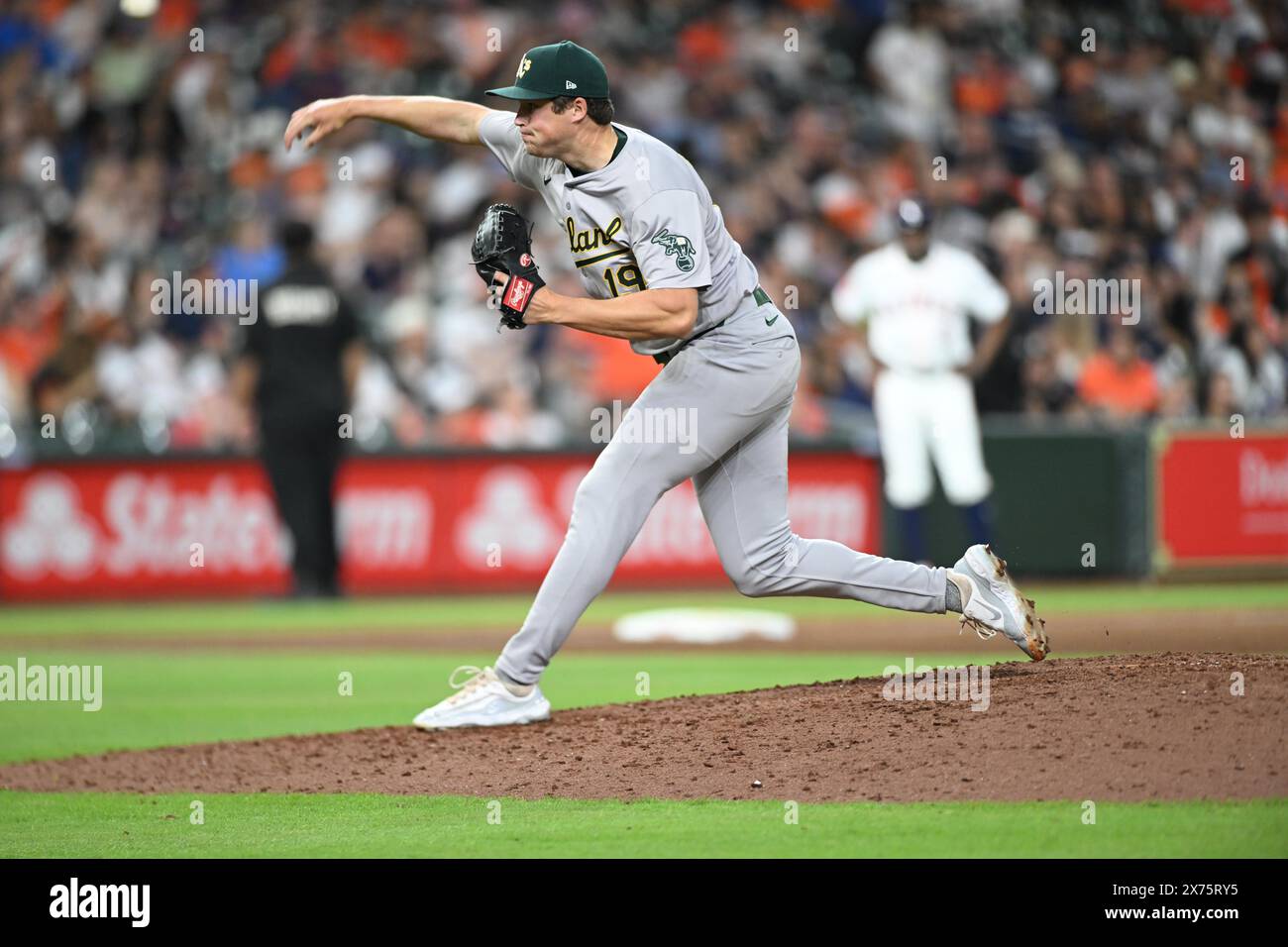 Oakland Athletics pitcher Mason Miller (19) during the MLB baseball ...