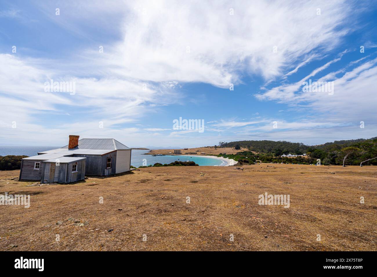 Ruby Hunt's Cottage high on hill overlooking Darlington, Maria Island ...