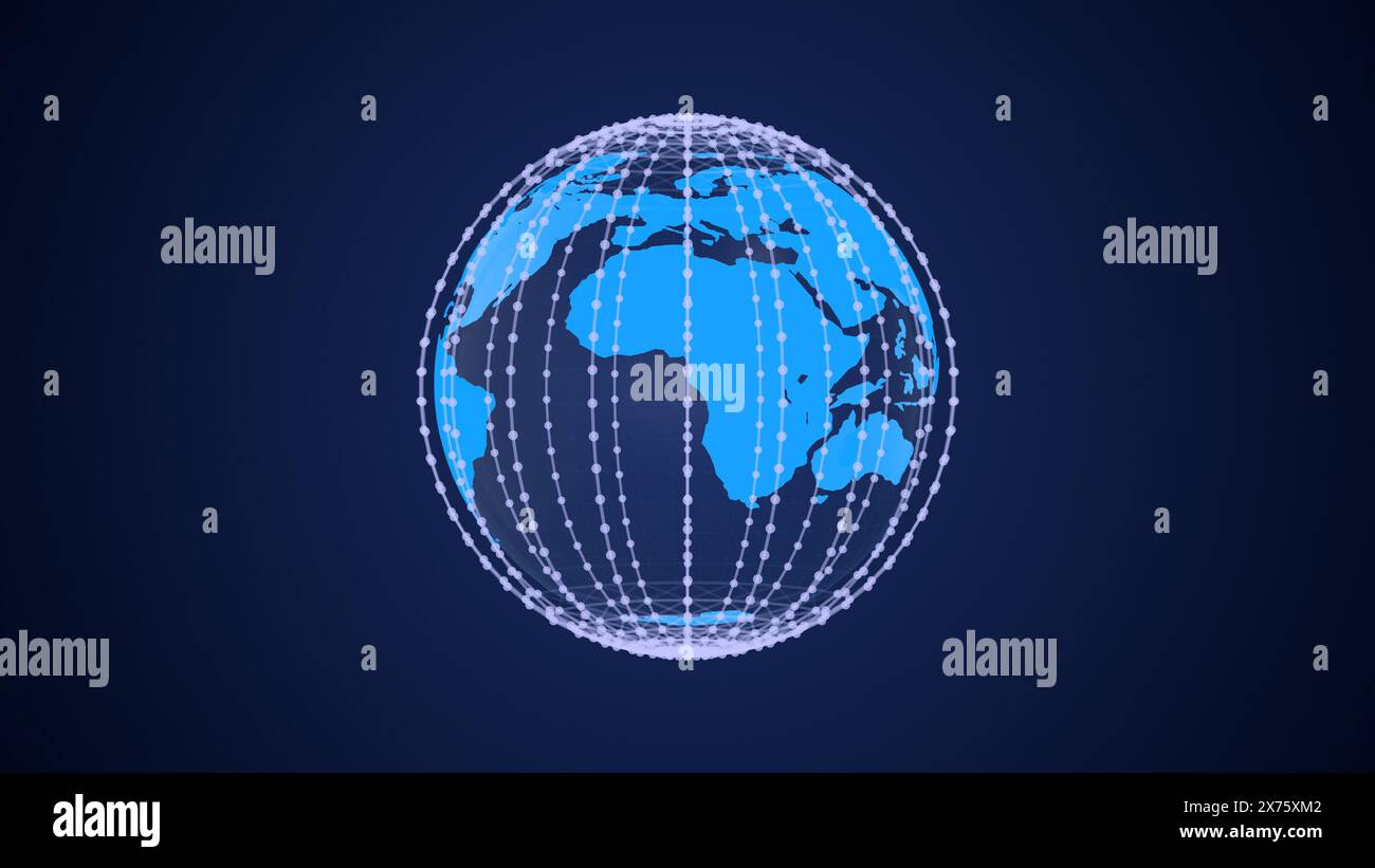 Rotating earth with connectivity globe Stock Photo - Alamy