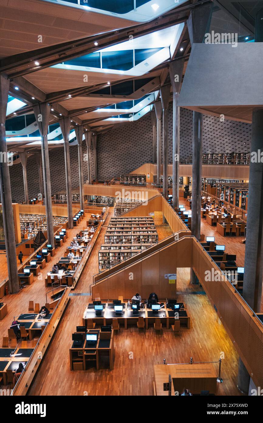 inside Bibliotheca Alexandrina, a vast library in Alexandria, Egypt ...