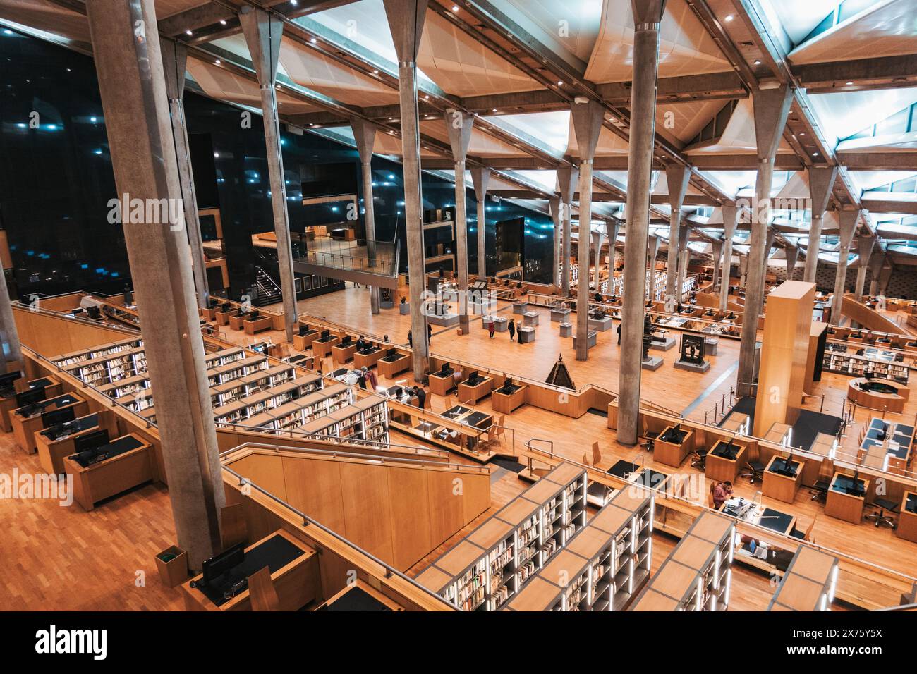 inside Bibliotheca Alexandrina, a vast library in Alexandria, Egypt ...
