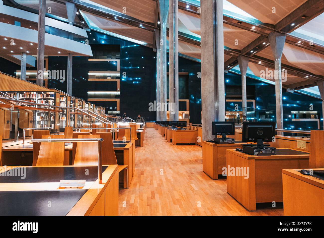inside Bibliotheca Alexandrina, a vast library in Alexandria, Egypt ...