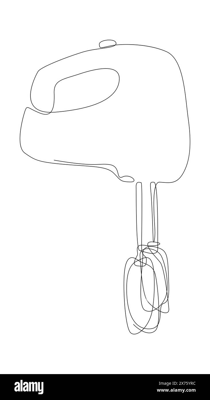 One continuous line of Electric Mixer. Thin Line Illustration vector ...