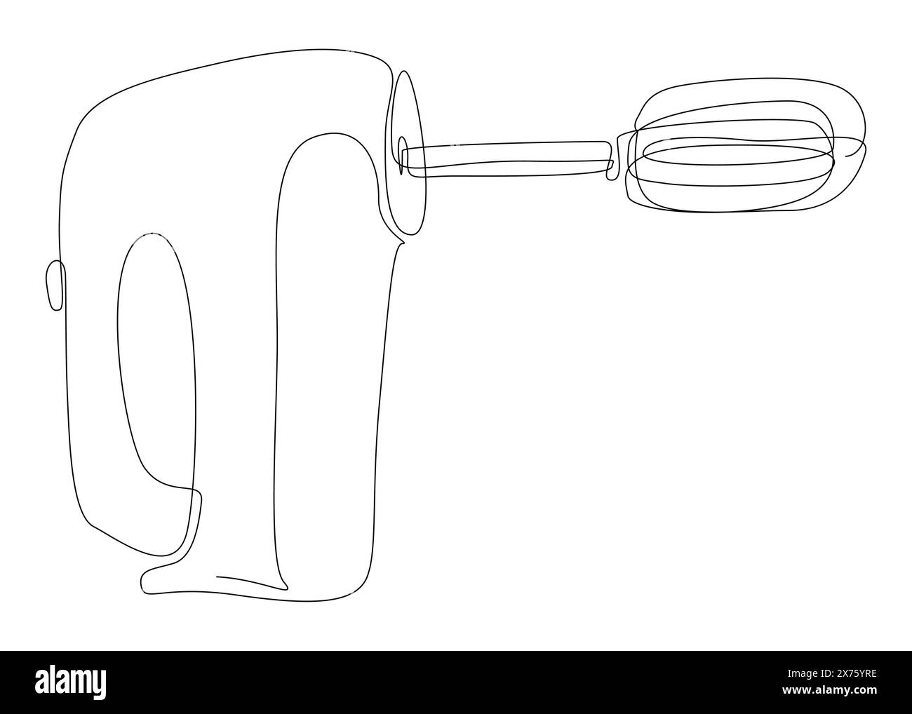 One continuous line of Electric Mixer. Thin Line Illustration vector ...