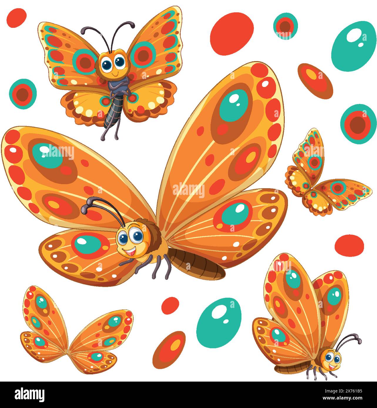Vibrant butterflies with playful polka dot background Stock Vector ...