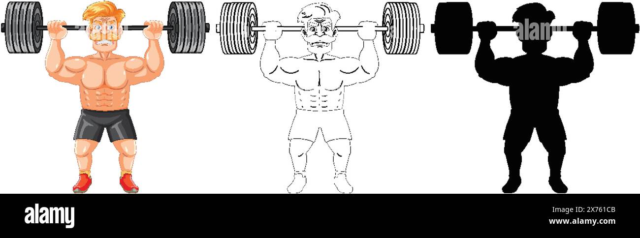 Vector illustration of a muscular man lifting weights Stock Vector Image & Art - Alamy