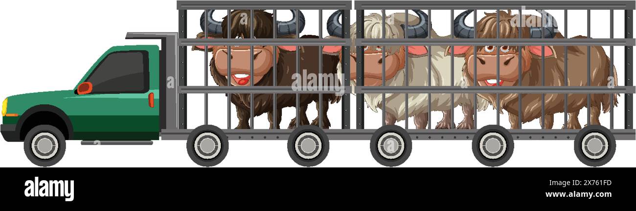 Vector illustration of animals in a transportation truck Stock Vector ...