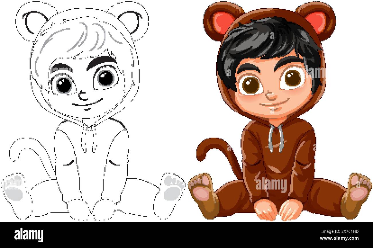 Two children dressed as bear and monkey Stock Vector Image & Art - Alamy