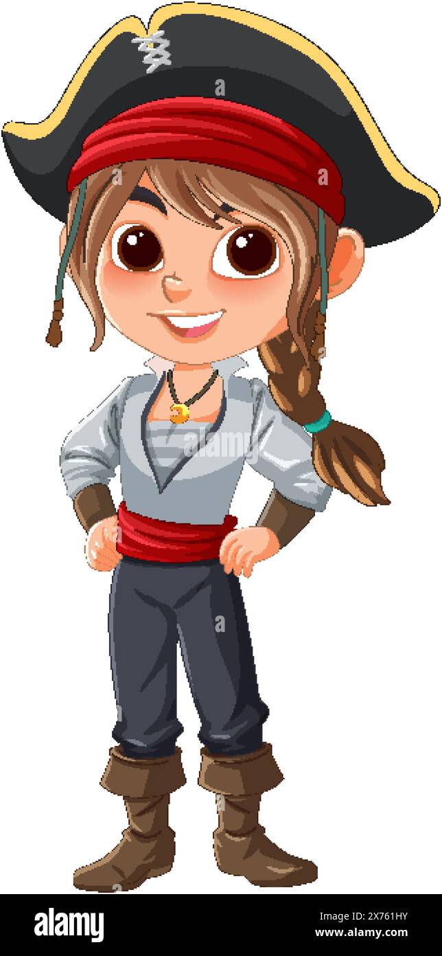Vector illustration of a smiling young pirate girl Stock Vector Image ...