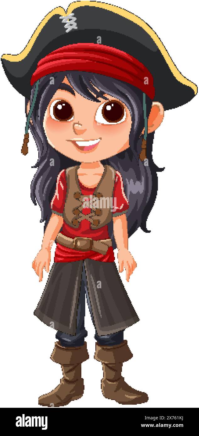 Vector illustration of a happy young pirate girl Stock Vector Image ...