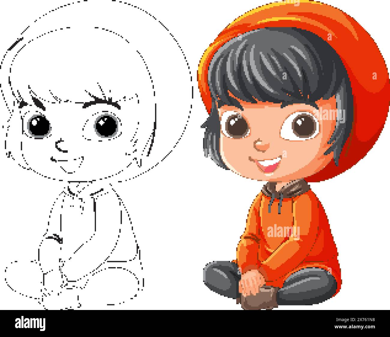 Vector illustration of a child in two styles Stock Vector Image & Art ...