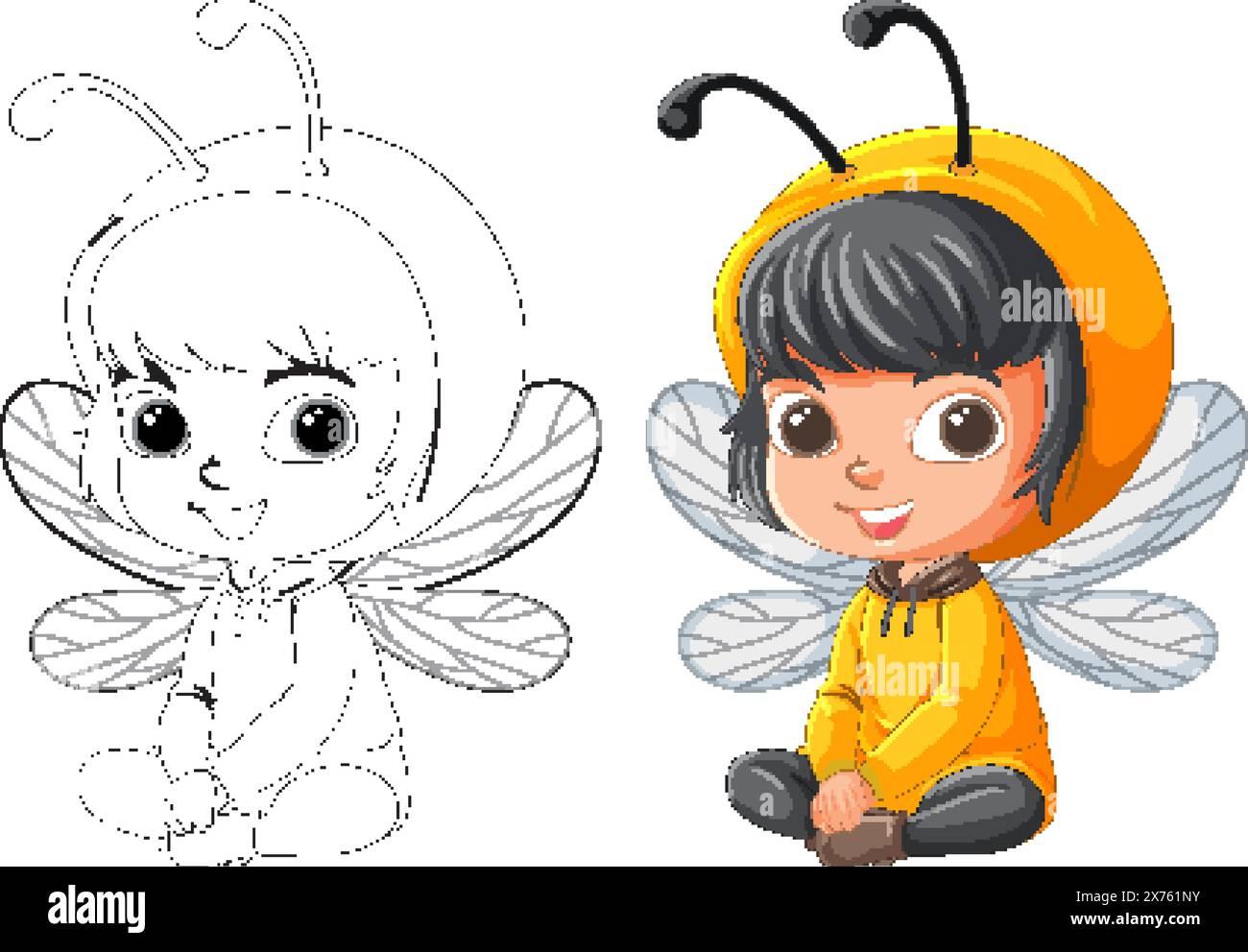 Vector illustration of a child dressed as a bee Stock Vector Image ...