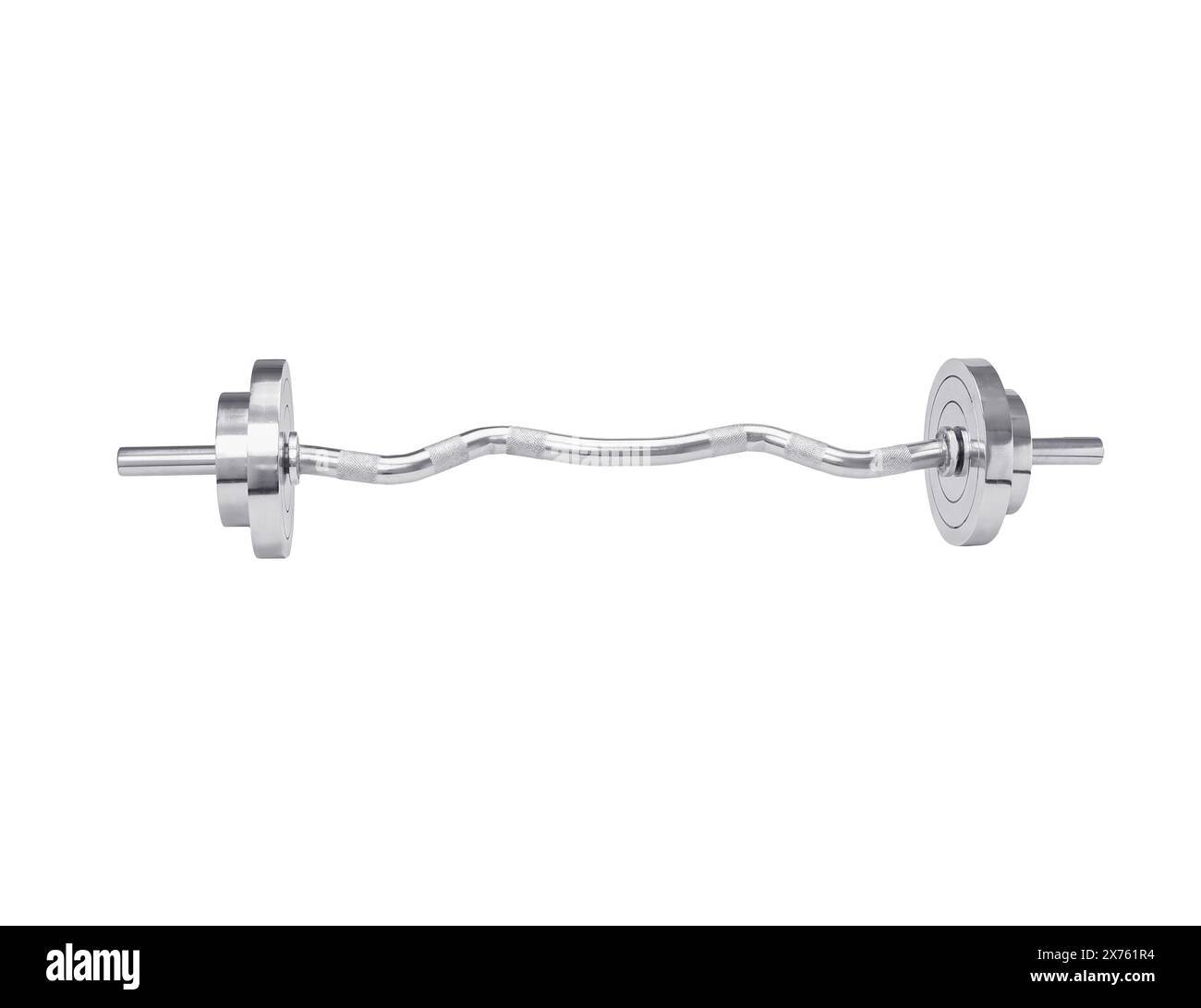 curl rod or bar with chrome plates isolated on white background Stock ...