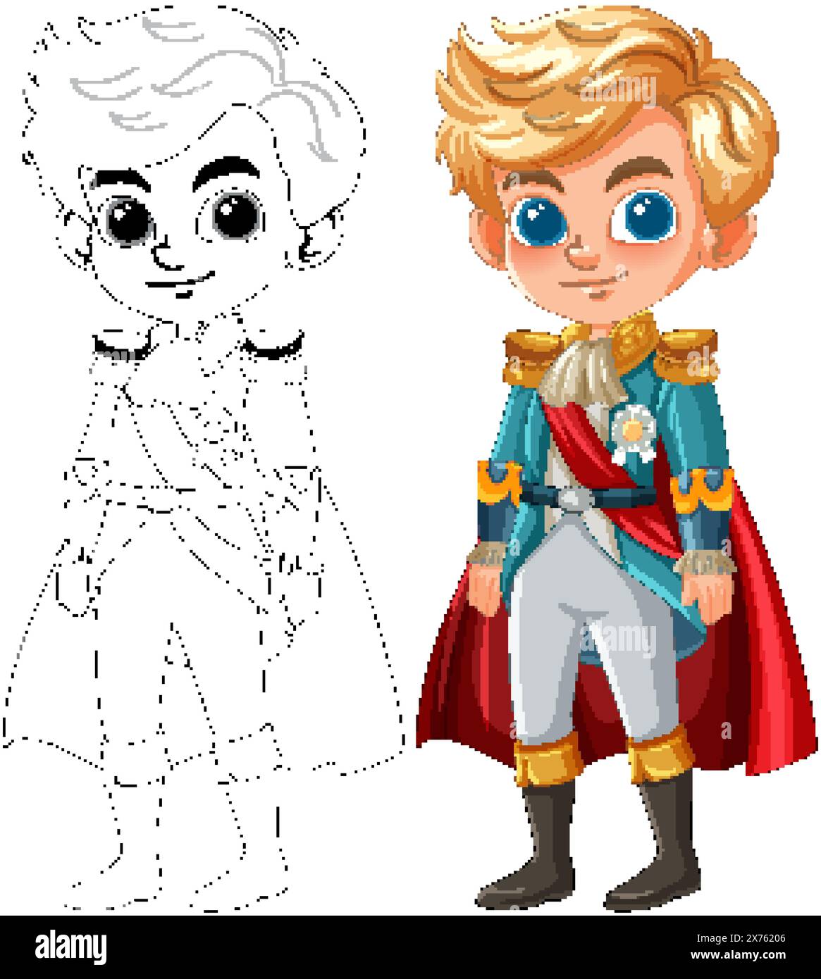 Illustration of a young prince, colored and outlined Stock Vector Image ...