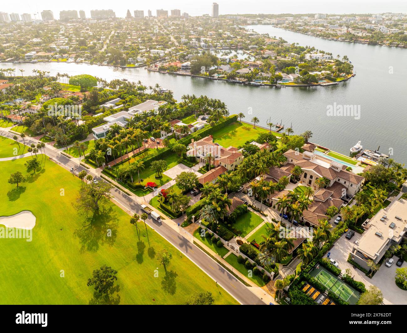 Miami Beach, FL, USA - May 17, 2024: Luxury Miami homes. Jeff Bezos Tom ...
