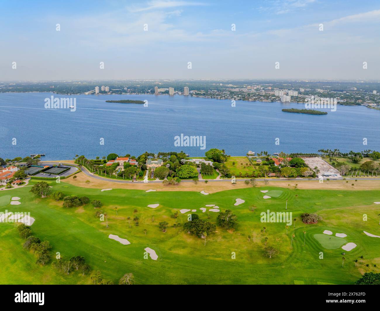 Miami Beach FL water views Biscayne Bay and golf Stock Photo - Alamy