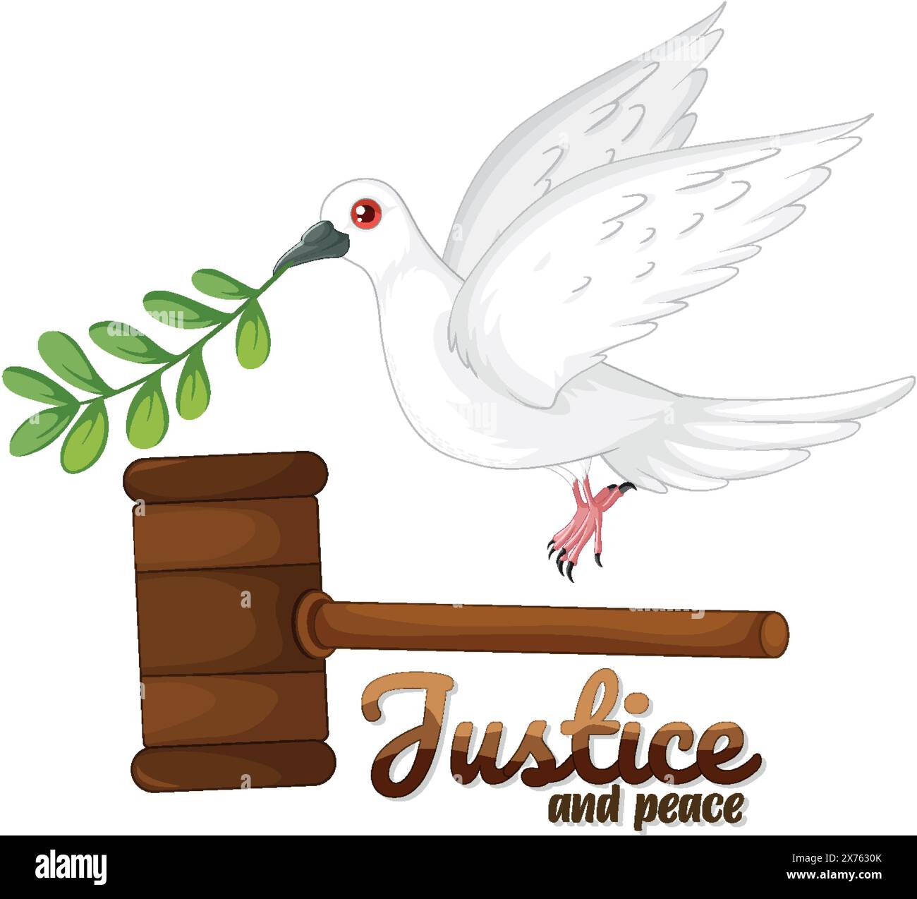 Dove carrying olive branch over justice gavel Stock Vector Image & Art ...