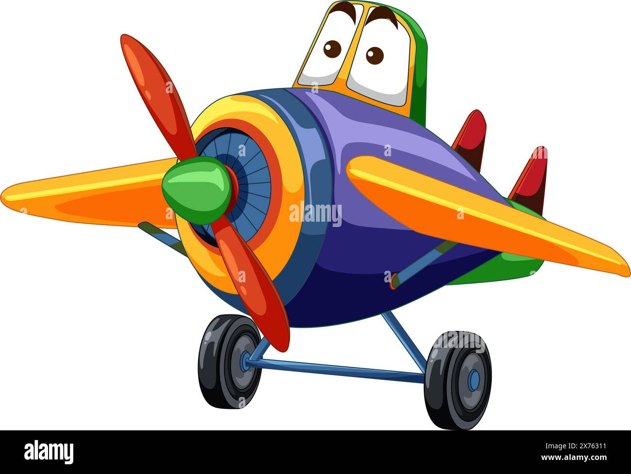 Brightly colored vector illustration of a cartoon airplane Stock Vector ...