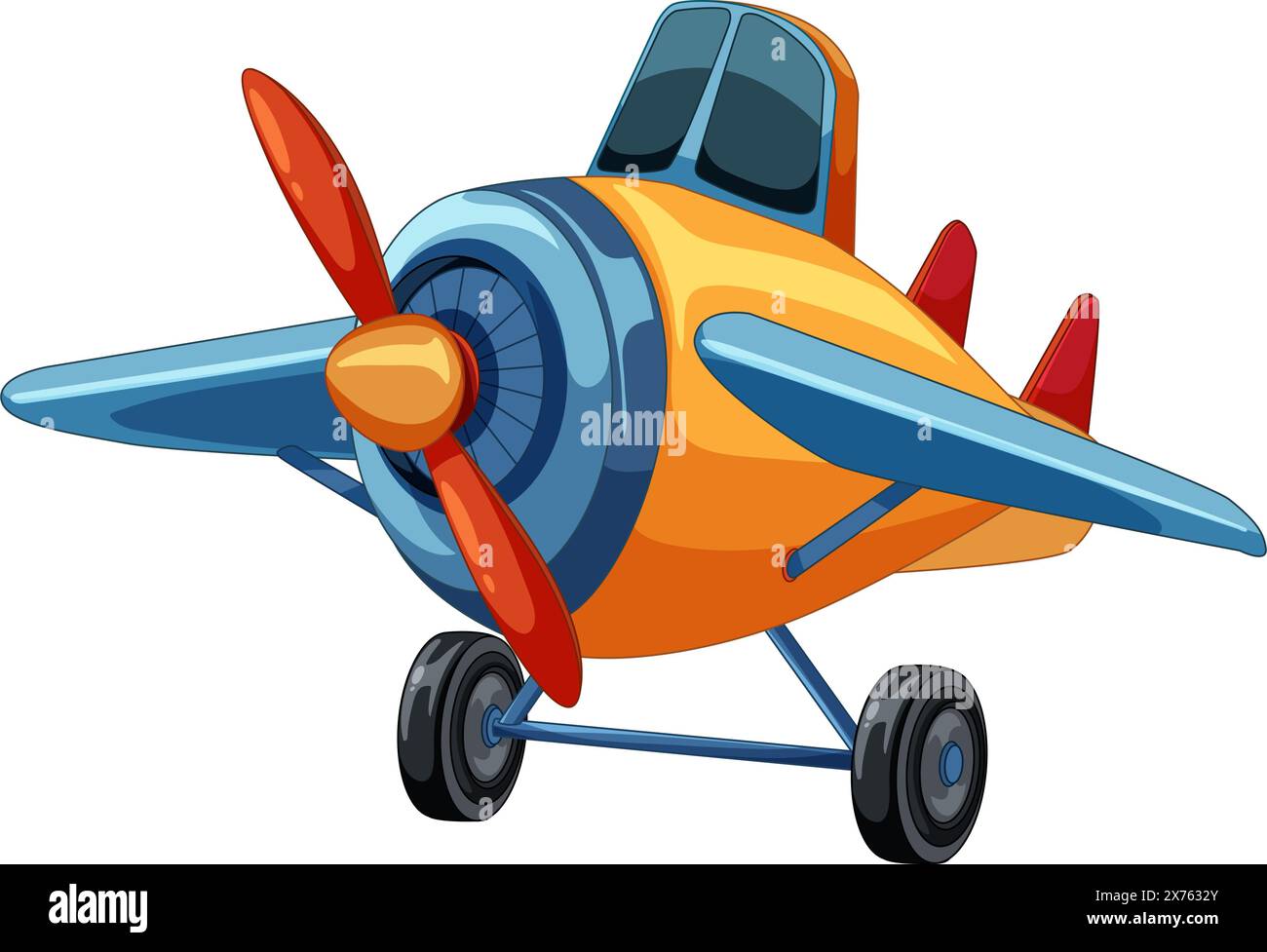 Brightly colored vector illustration of a cartoon airplane Stock Vector ...