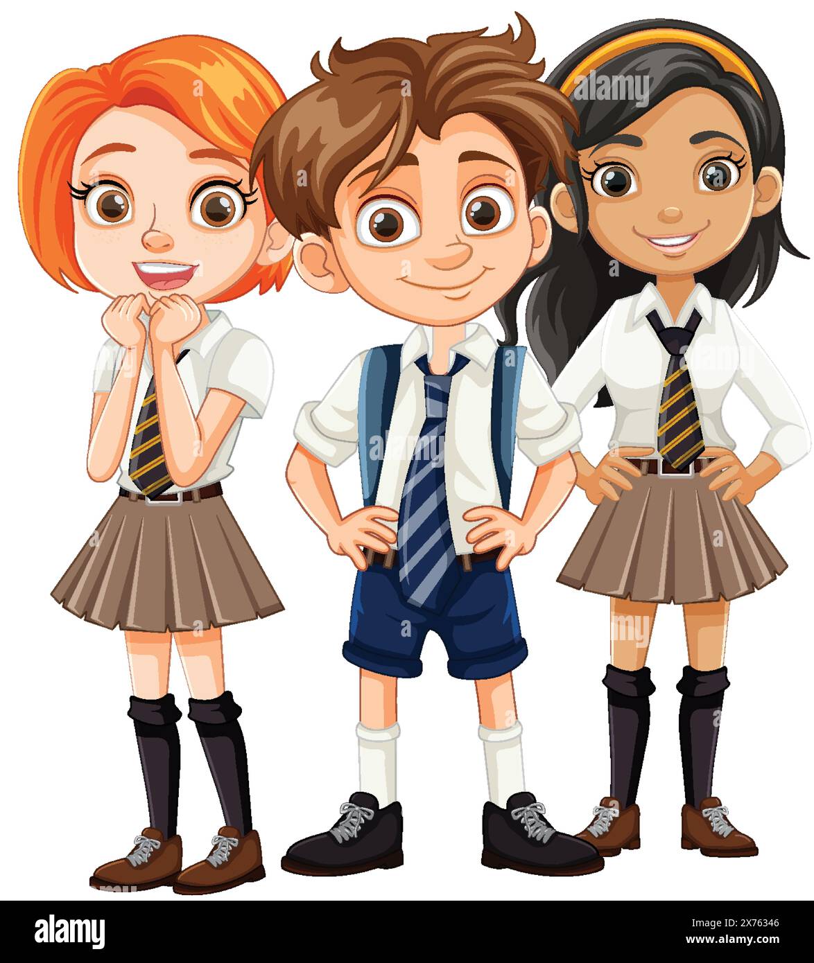 Three students in school uniforms smiling Stock Vector Image & Art - Alamy