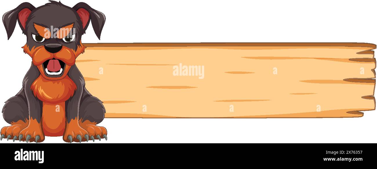 Fierce dog beside a blank wooden sign Stock Vector Image & Art - Alamy