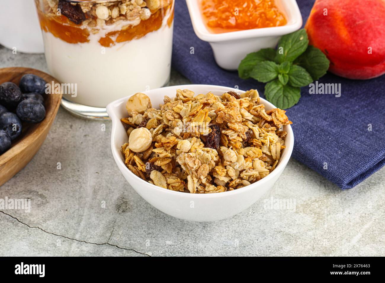 Natural Granola museli cereal for breakfast Stock Photo - Alamy