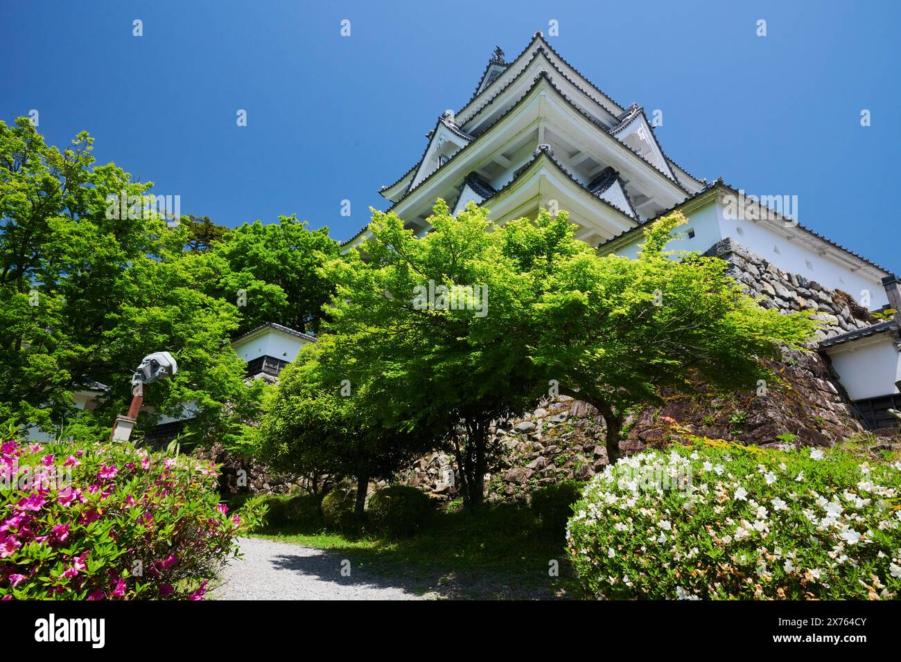 The amazing Gifu Castle is situated on top of a mountain near the ...