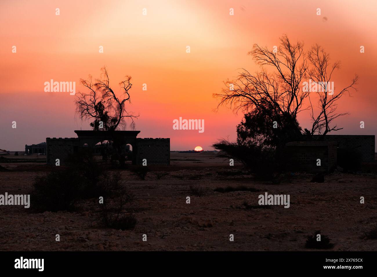 beautiful landscape image of sunset over a village in Doha, Qatar Stock ...