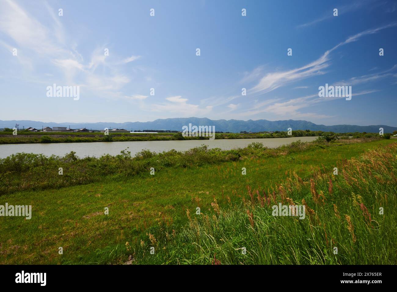 Stunning wide open spaces in the Japanese countrside near Lake Biwa in ...