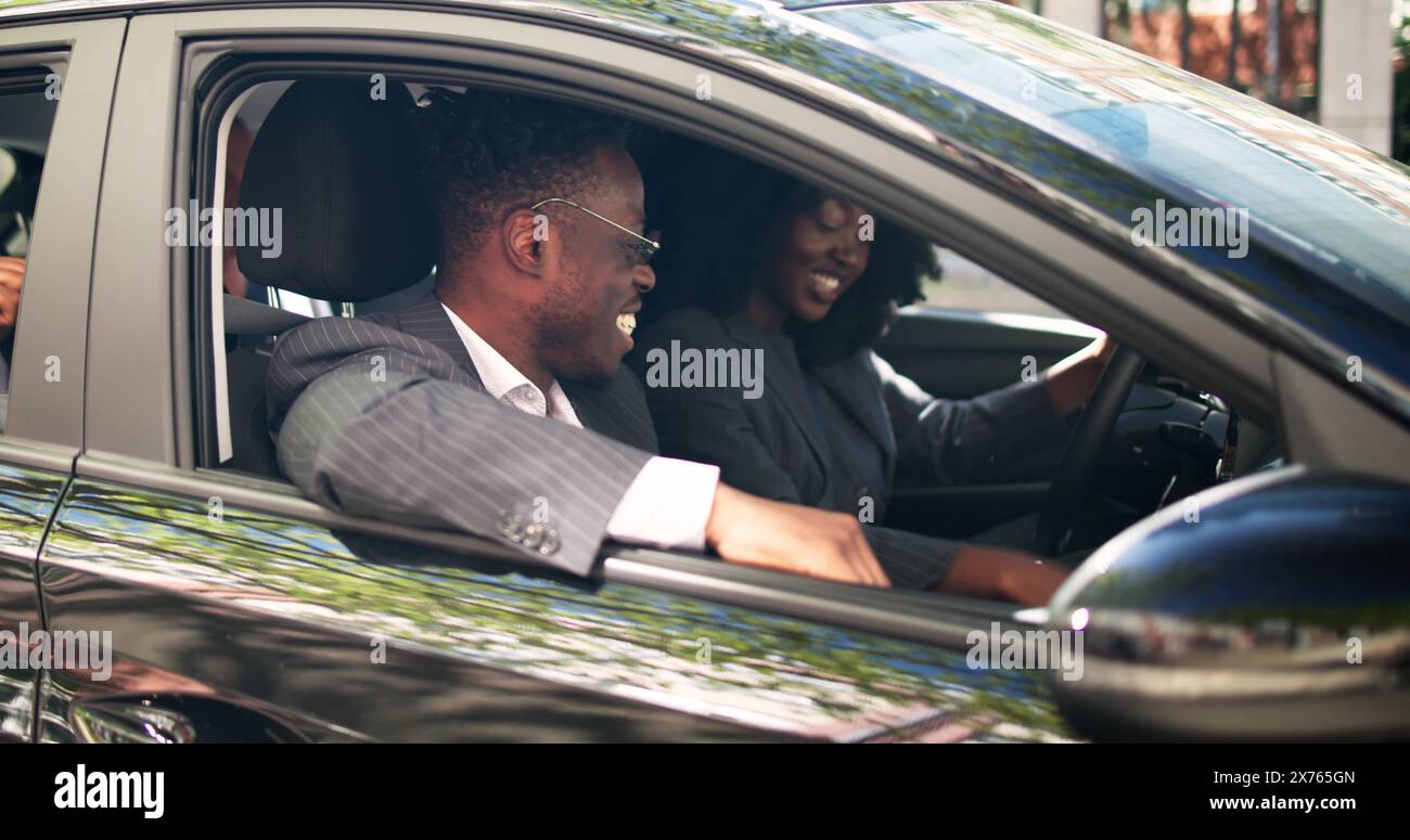 Carpool Ride Sharing. African People Using Car Share Stock Photo - Alamy