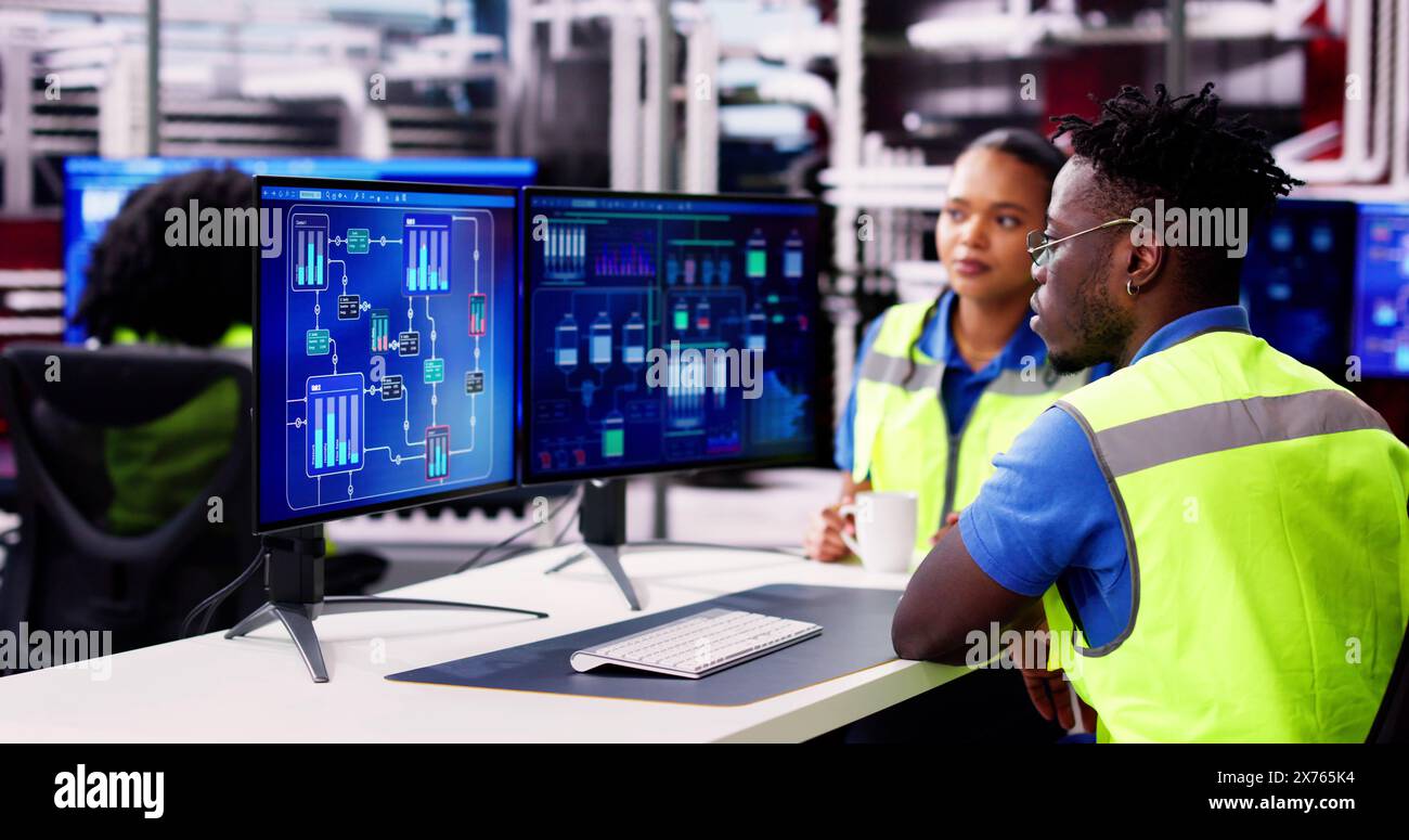 Industrial Data Automation System On Computer. Engineer Operator Stock ...