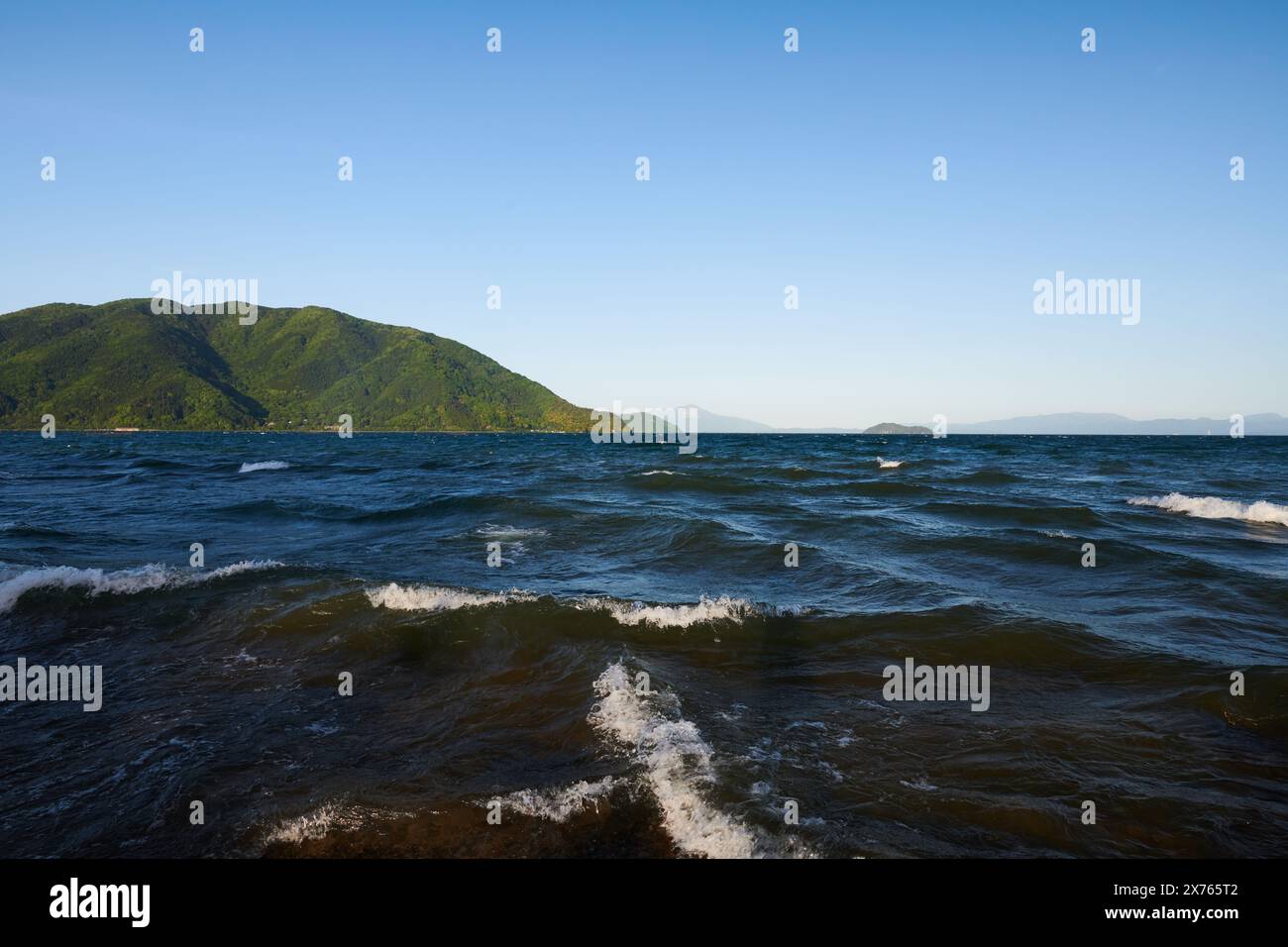Stunning sunset over Lake Biwa in Japan in spring sunshine Stock Photo ...