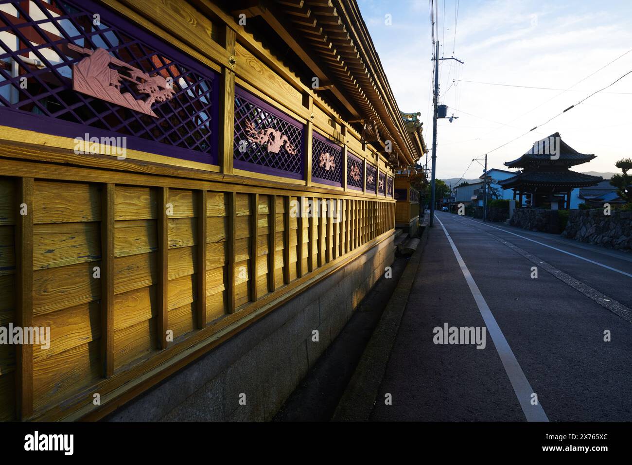 Beautiful gold painted wooden temple along Lake Biwa in central Japan ...