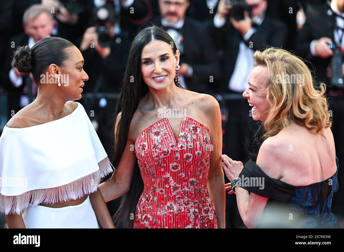 Cannes, France. 17th May, 2024. Demi Moore, Sophie Wilde and Caroline ...