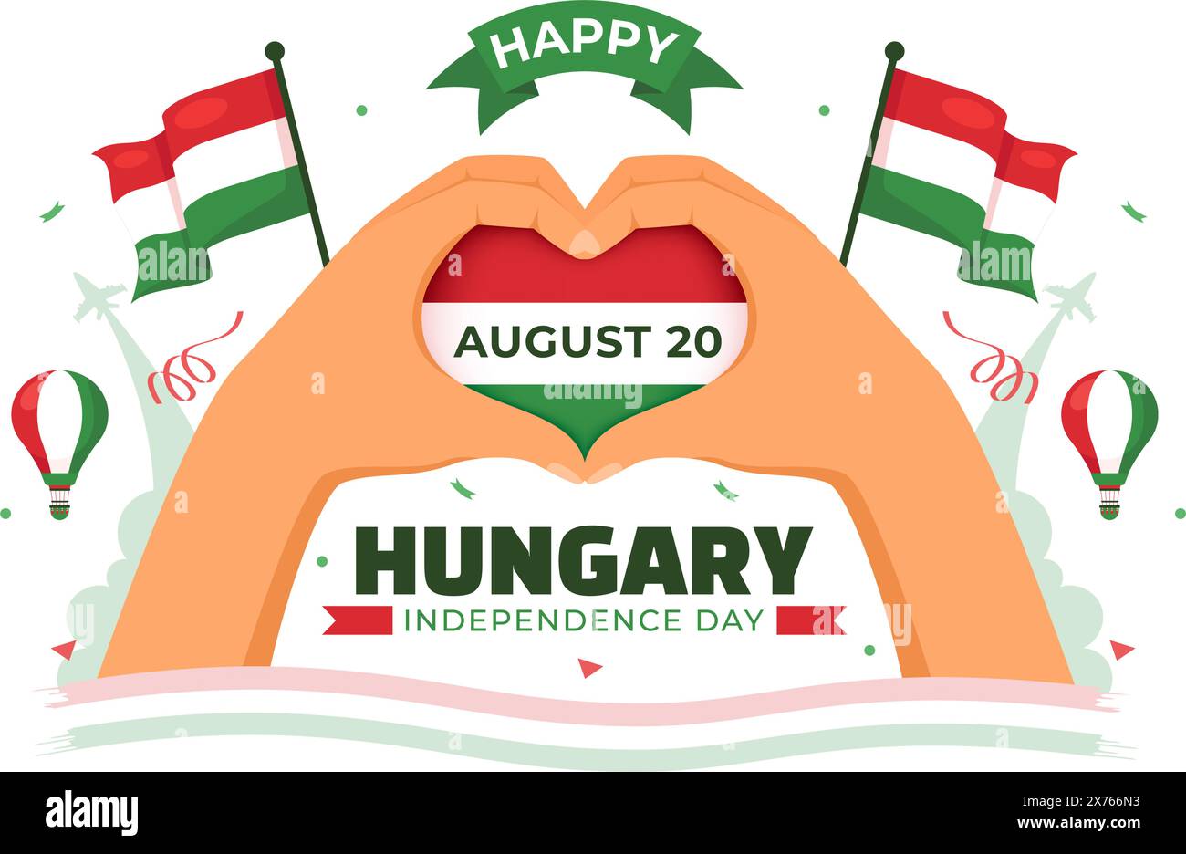 Happy Hungary Independence Day Vector Illustration featuring the ...