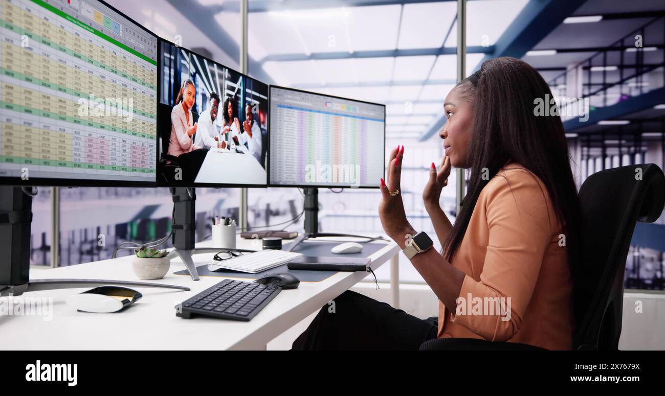 Angry Complaining Group Of Business People In Video Conference Stock ...