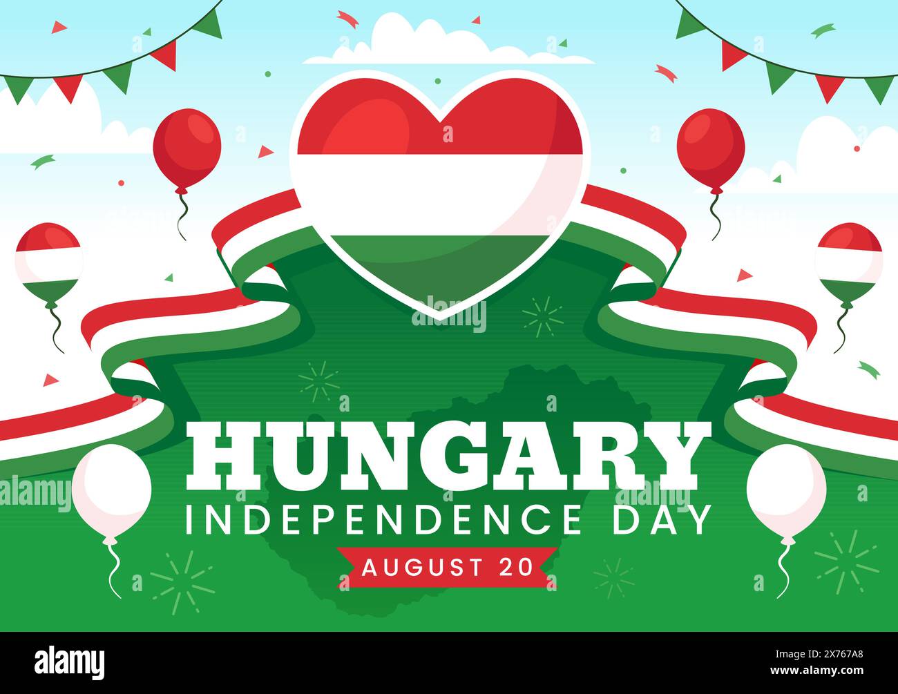 Happy Hungary Independence Day Vector Illustration featuring the ...