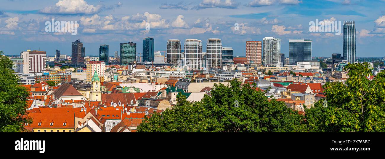 Cityscape of Bratislava, a panoramic view of the capital of Slovakia ...