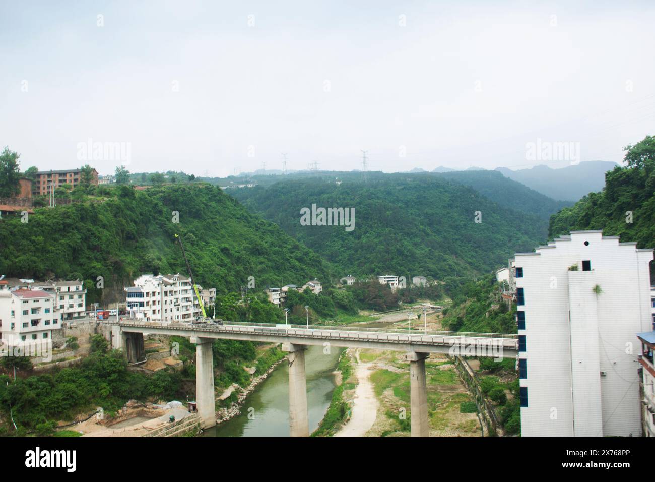 View landscape mountain forest and cityscape buildings house between ...